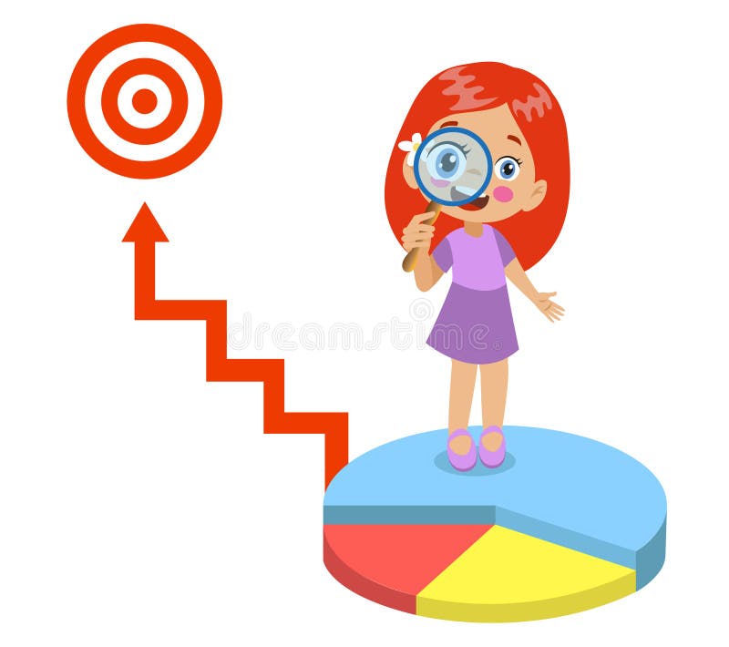 Cartoon Kid Showing Bar Graph Pro Vector Stock Illustration ...