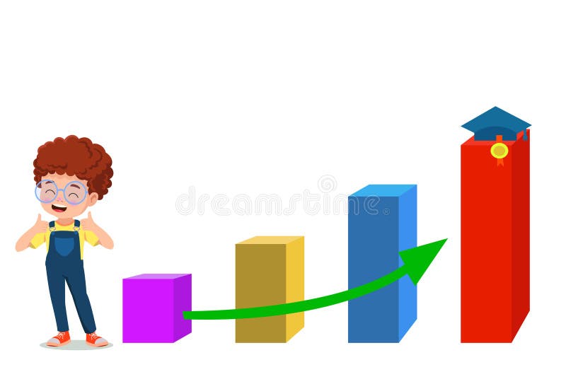 Cartoon Kid Showing Bar Graph Pro Vector Stock Illustration ...