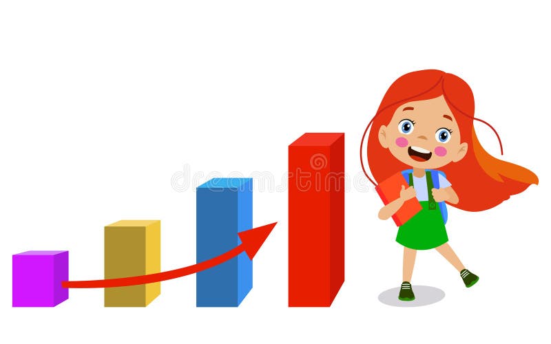 Cartoon Kid Showing Bar Graph Pro Vector Stock Illustration ...