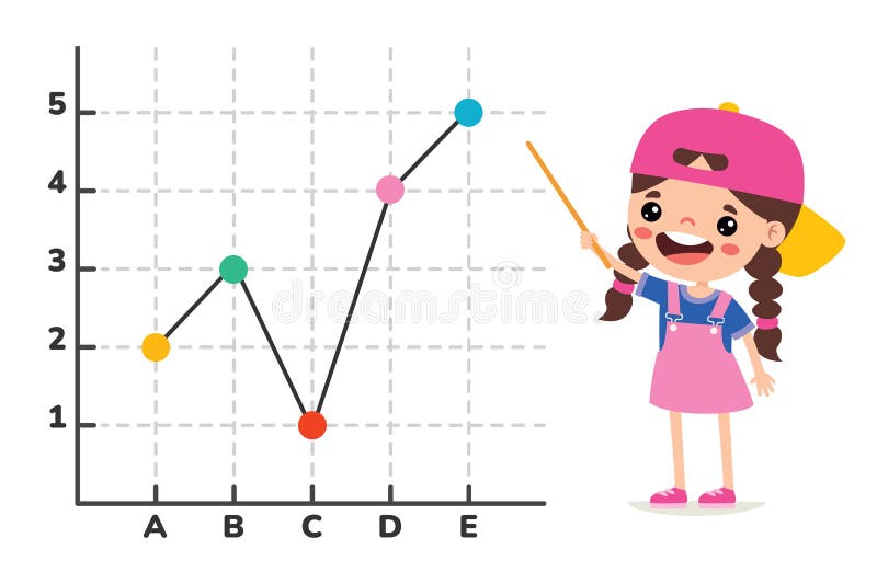 Cartoon Kid Showing Line Graph Stock Illustration - Illustration of ...