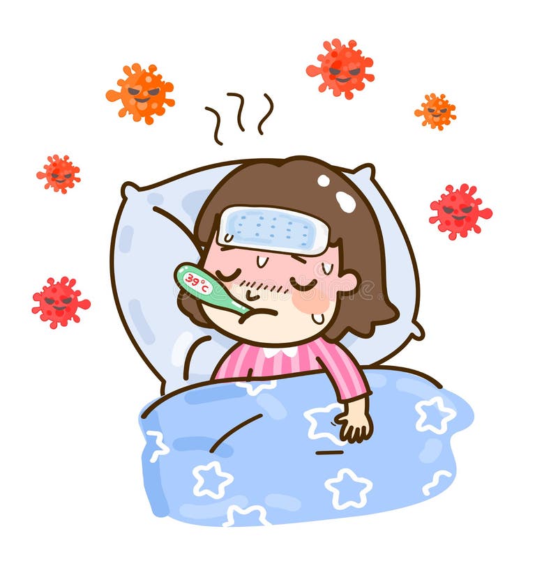 Cartoon Kid Sick on Background. Stock Vector - Illustration of medicine ...