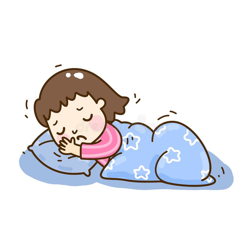 Cartoon Kid Sleep on the Bad. Stock Vector - Illustration of cute ...