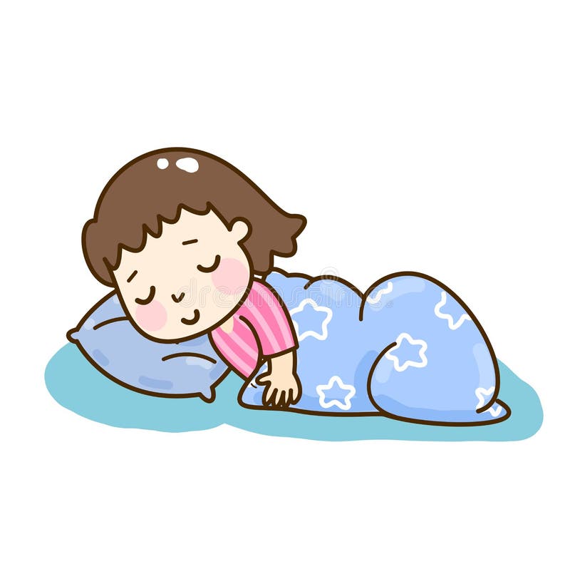 Cartoon Kid Sleep on the Bad. Stock Vector - Illustration of health ...