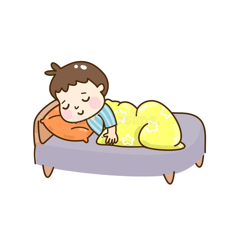 Cartoon Kid Sleep on the Bad. Stock Vector - Illustration of group ...