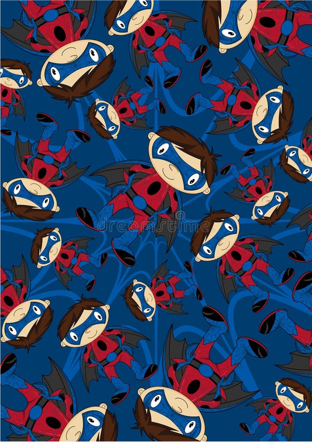 Cartoon Kid Superhero Pattern Stock Vector - Illustration of cartoon ...