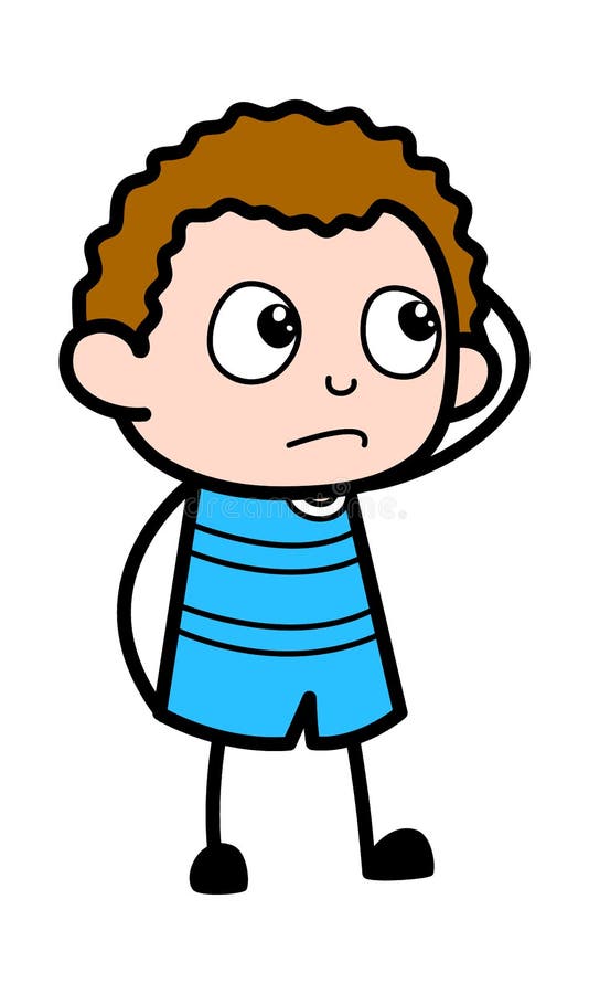 Cartoon Kid Thinking in Confusion Stock Illustration - Illustration of ...