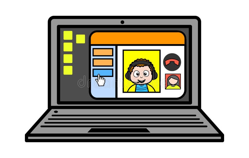 Cartoon Spy Video Call on Laptop Stock Illustration - Illustration of ...