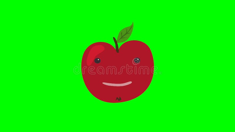 Cartoon Kids Apple Talking Loop with Alpha Channel. Vegetable Animation ...
