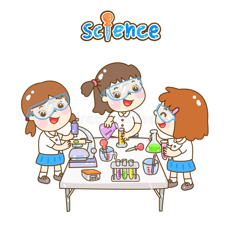 Cartoon Kids Learning Science Classroom. Stock Illustration ...