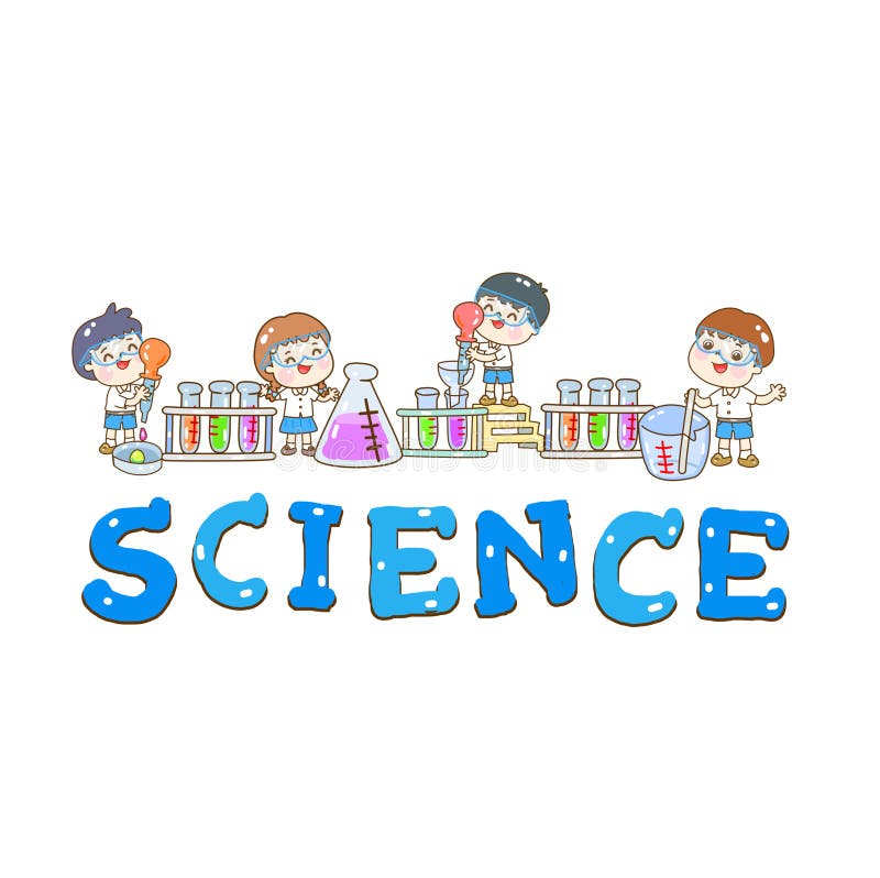 Cartoon Kids Learning Science Classroom. Stock Illustration ...