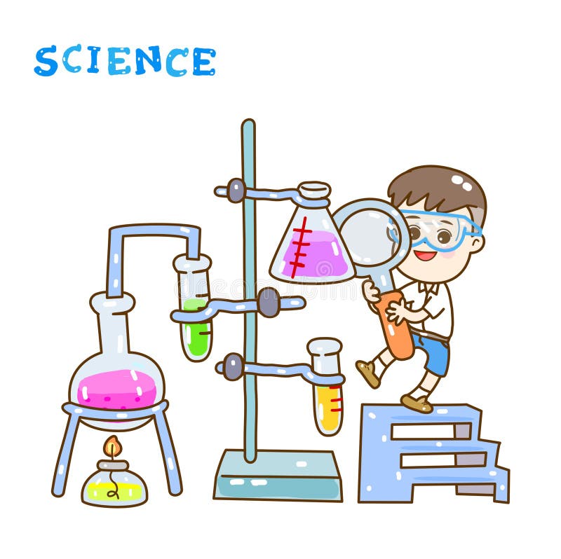 Cartoon Kids Learning Science Classroom. Stock Illustration ...