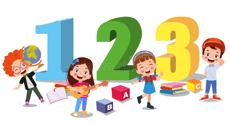 Cartoon Kids with 123 Numbers Vector Image Stock Illustration ...