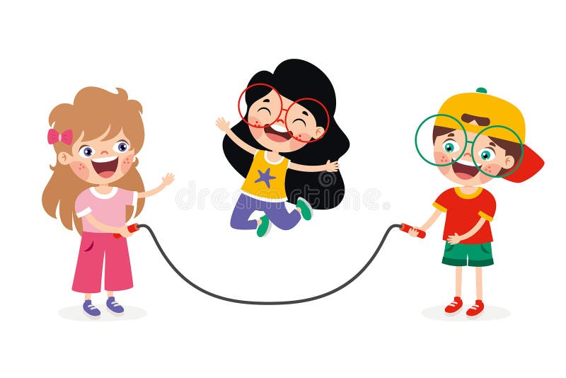 Cartoon Kids Playing Jumping Rope Stock Vector - Illustration of youth ...