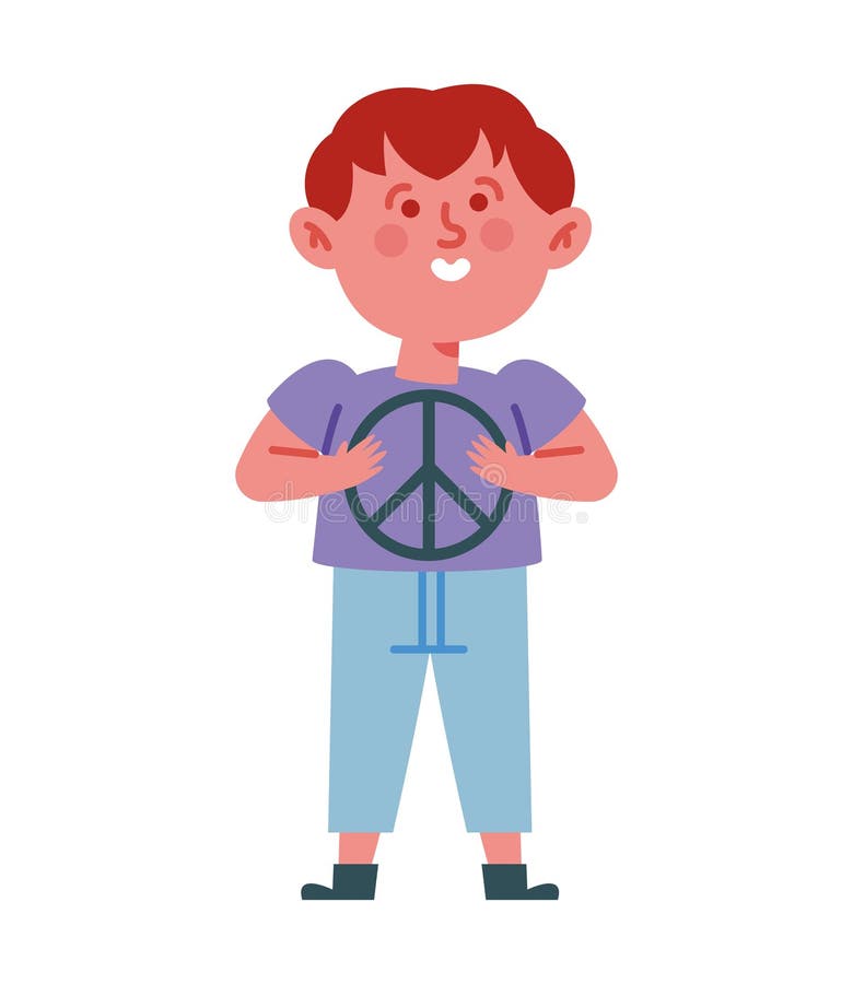 Cartoon Kids Posing with Peace Sign Stock Illustration - Illustration ...