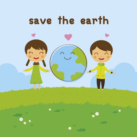 Cartoon Kids Save the Earth - Save the World Stock Vector ...