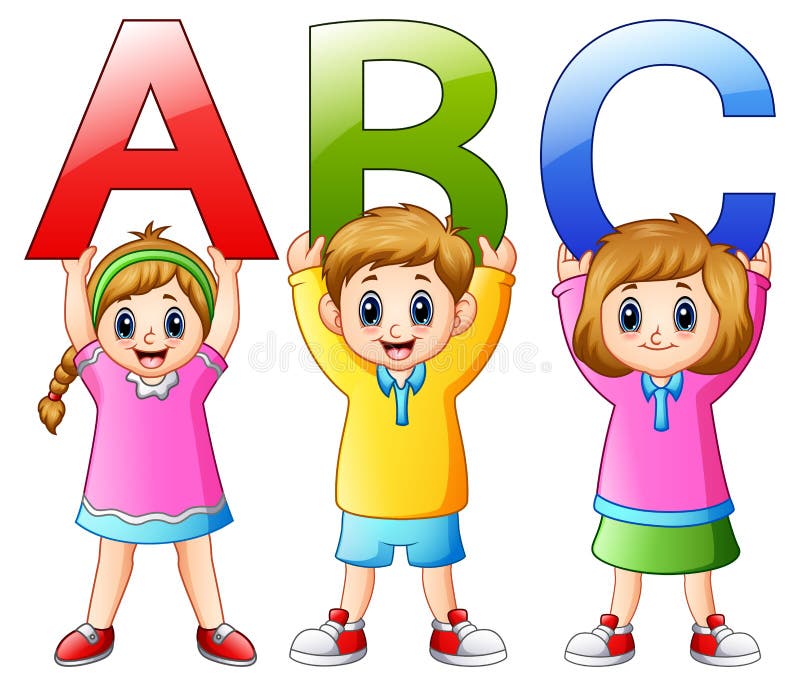 Cartoon Kids Showing Alphabets Stock Vector - Illustration of colorful ...