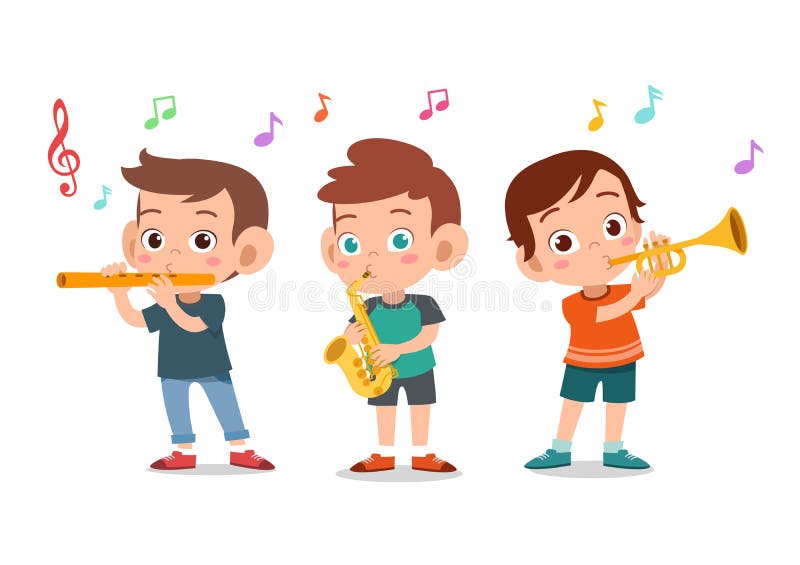 Cartoon-Kinder Spielen Musik Stock Abbildung - Illustration von melodie ...