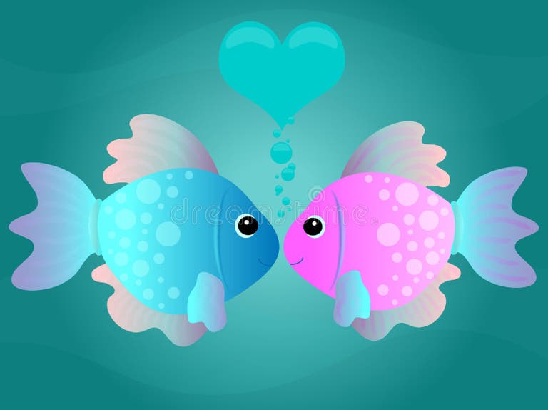 Cartoon Kissing Fish stock vector. Illustration of holiday - 4036167