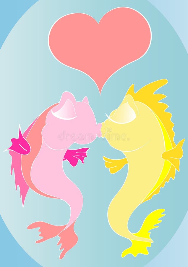 Cartoon kissing fishes stock vector. Illustration of design - 22564444