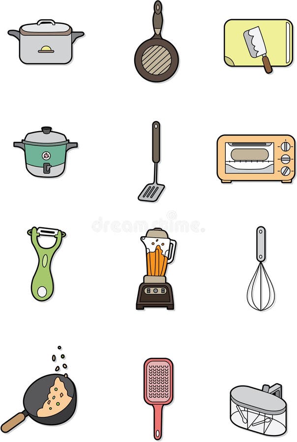 Cartoon kitchen utensils stock vector. Illustration of beater - 17635581