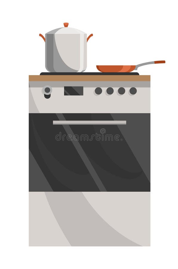 Cartoon Kitchen Interior. Furniture and Household Items in the Dining ...