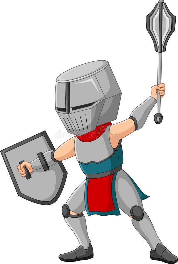 Cartoon Knight with a Shield Stock Vector - Illustration of hero, funny ...