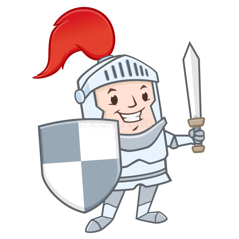 Cartoon Boy Knight In Front Of A Castle Stock Vector - Illustration of ...