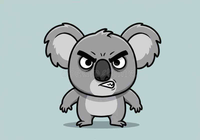 Cartoon Koala Character with Angry Expression Standing Stock ...