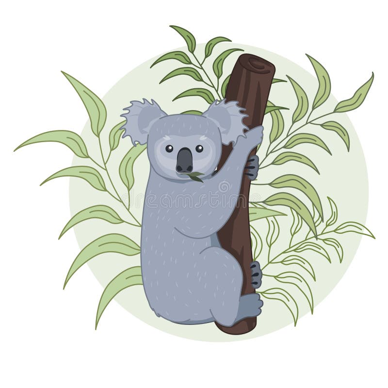 Cartoon Koala on a Tree Vector Illustration Stock Vector - Illustration ...