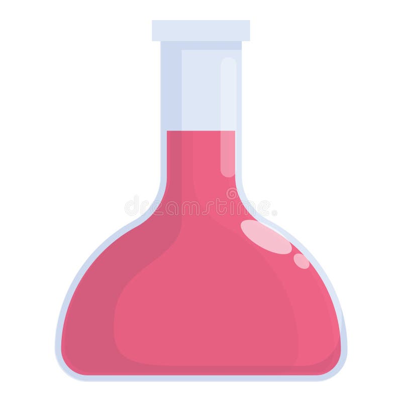 Cartoon Lab Flask with Pink Liquid Stock Vector - Illustration of glass ...