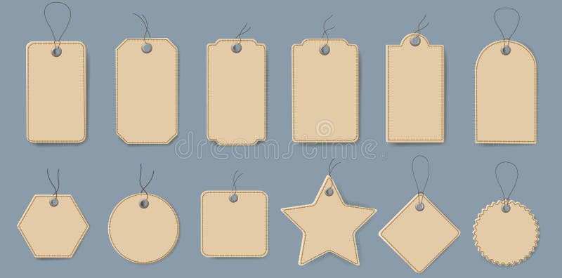 Cartoon Labels Set Isolated Grey Background Stock Vector - Illustration ...