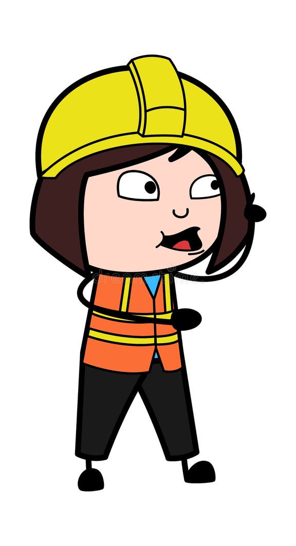 Cartoon Lady Engineer Communicating Stock Illustration - Illustration ...