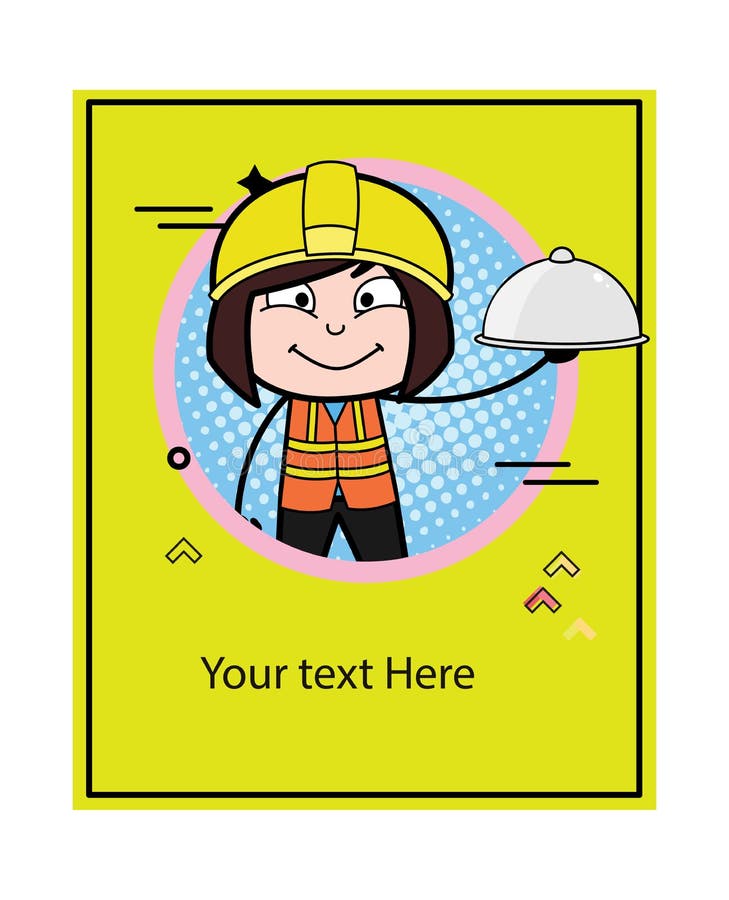 Cartoon Lady Engineer on Poster with Text Stock Illustration ...