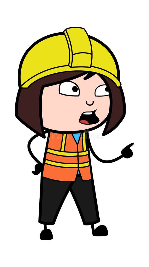 Cartoon Lady Engineer Saying Something Stock Illustration ...