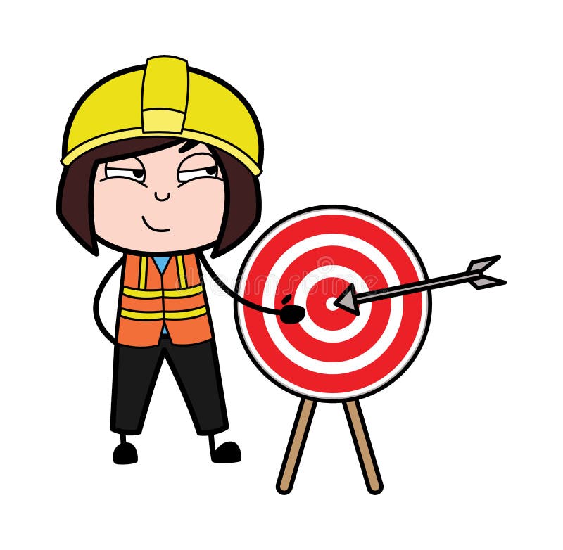 Cartoon Lady Engineer Showing Dart-board Goal Stock Illustration ...