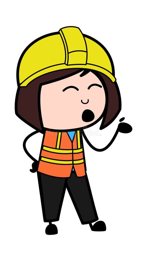 Cartoon Lady Engineer Speaking Stock Illustration - Illustration of ...