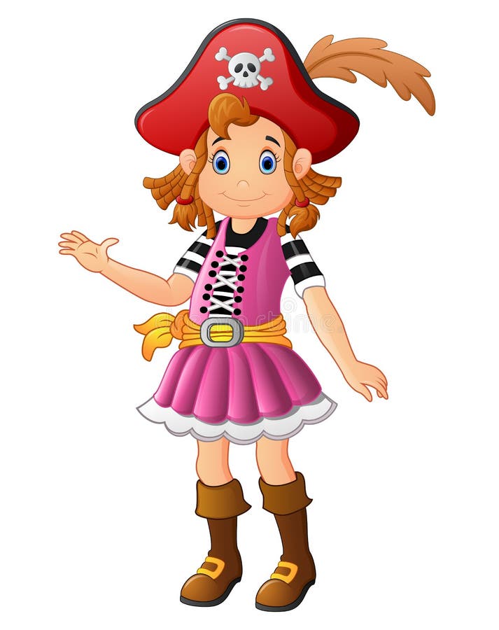 Cartoon Lady Pirate Presenting Stock Vector - Illustration of smile ...