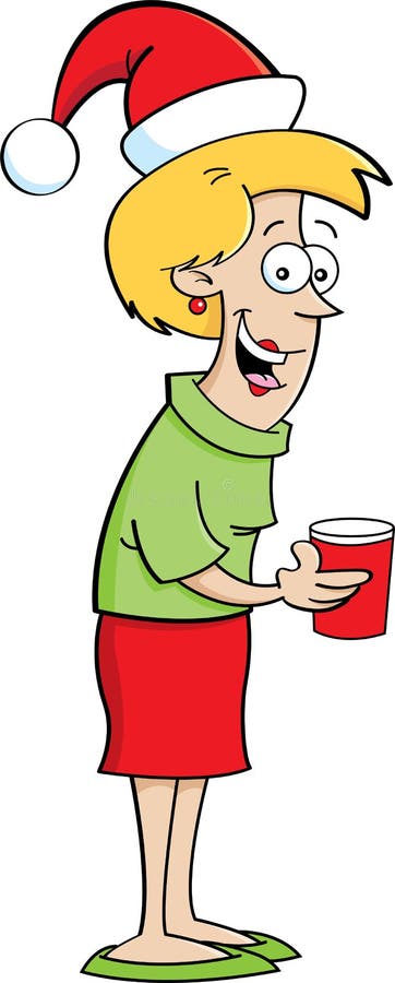 Cartoon Lady Wearing a Santa Hat Stock Vector - Illustration of holiday ...