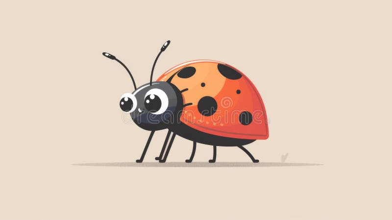 A Cartoon Ladybug with Big Eyes and Black Spots on Its Body, AI Stock ...
