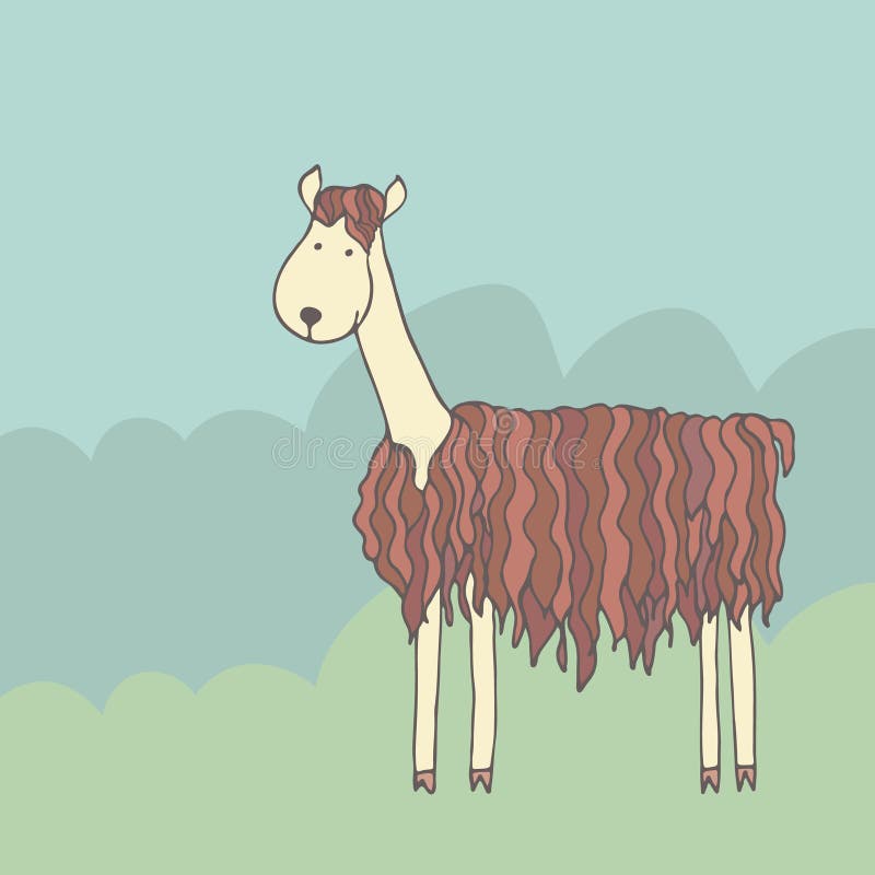 Cartoon lama stock vector. Illustration of hairy, nature - 45911481