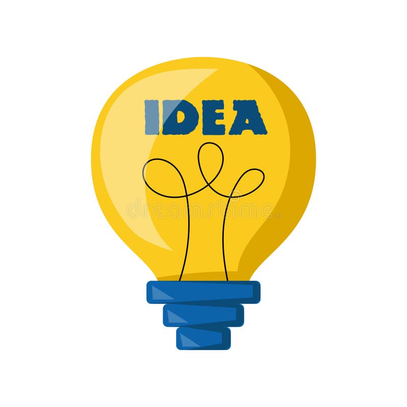 Cartoon Lamp Light Bulb Design Flat Vector Illustration Electric Idea ...