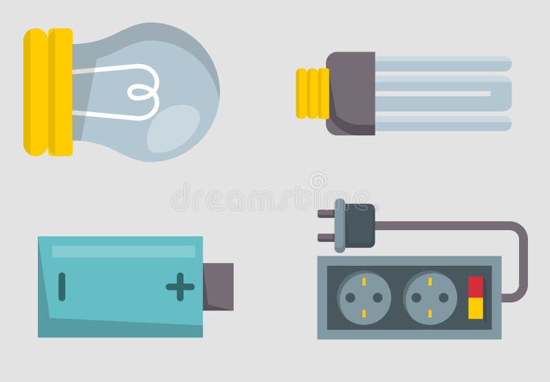 Cartoon Lamp Light Bulb Design Flat Vector Illustration Electric Idea ...