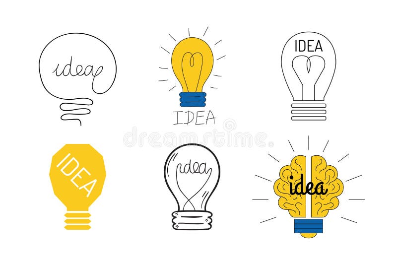 Cartoon Lamp Light Bulb Design Flat Vector Illustration Electric Idea ...