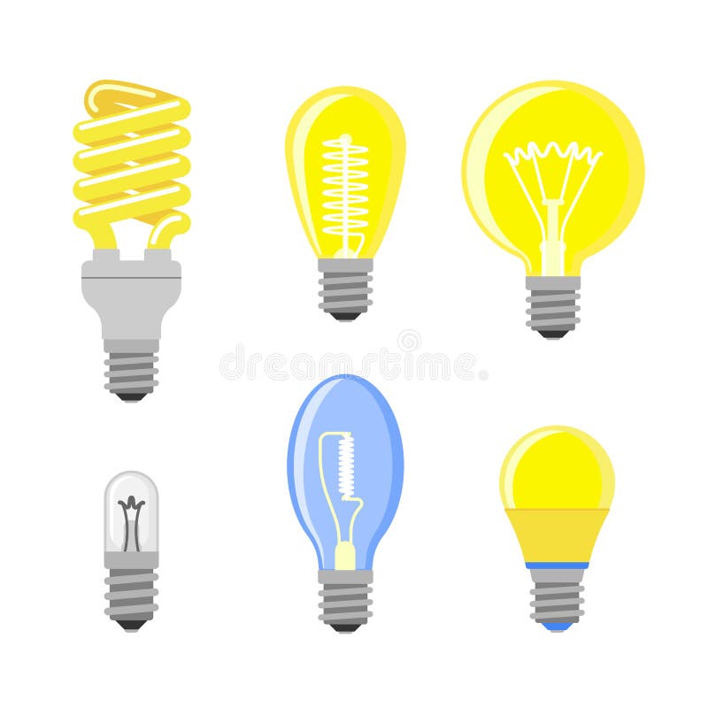 Cartoon Lamp Light Bulb Design Flat Vector Illustration Electric Idea ...