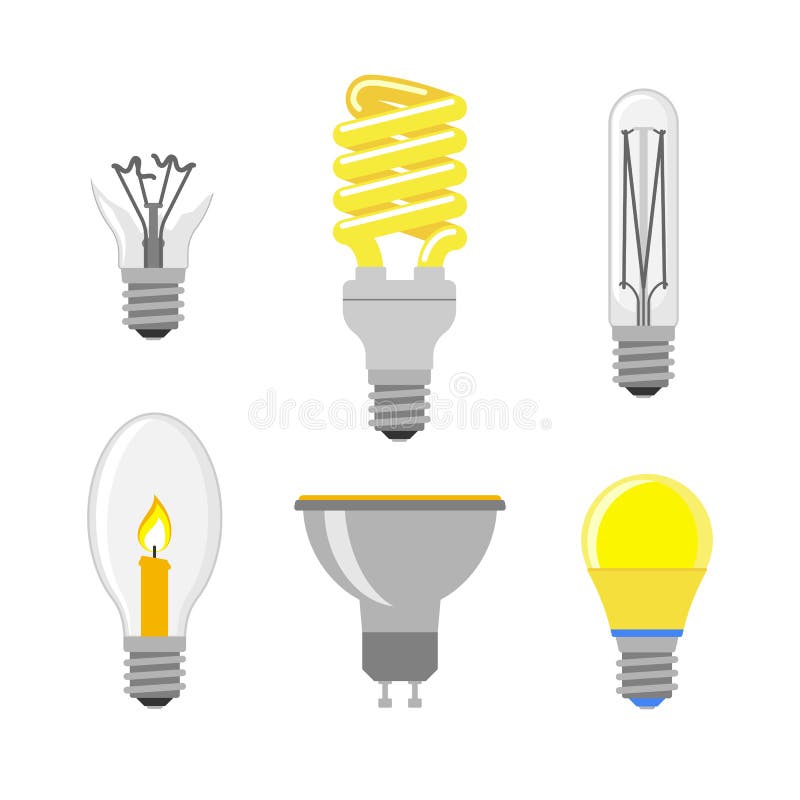 Cartoon Lamp Light Bulb Design Flat Vector Illustration Electric Idea ...