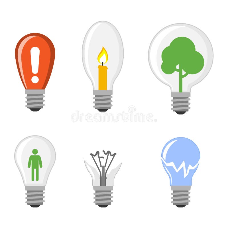 Cartoon Lamps Light Bulb Vector Illustration. Stock Vector ...