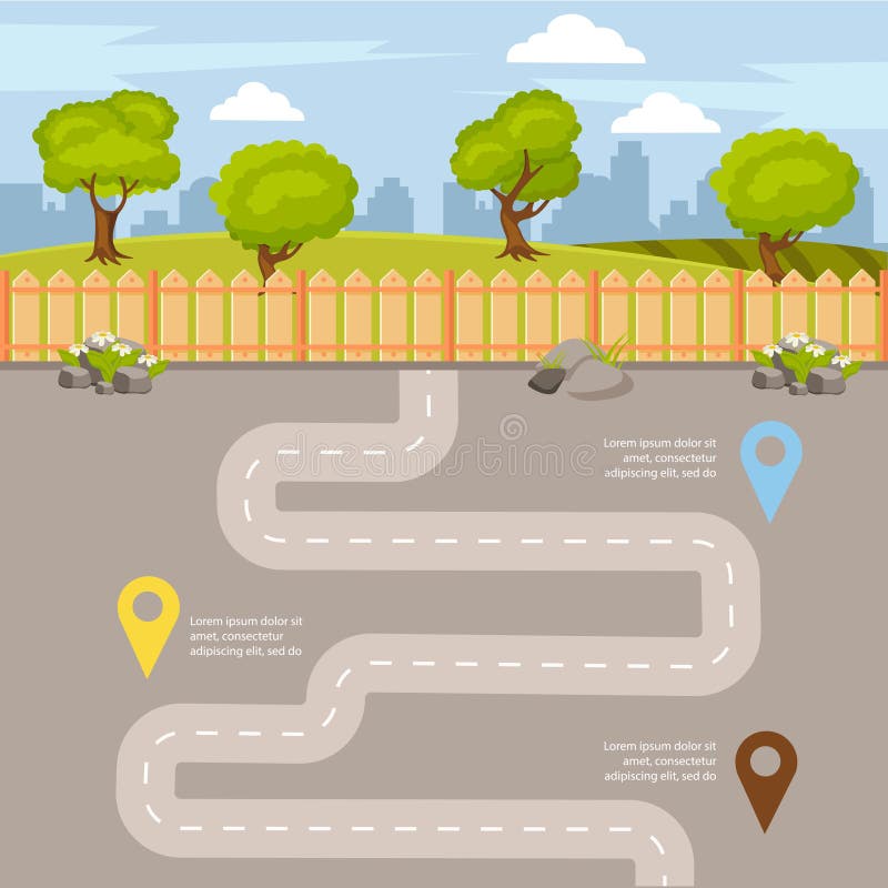 Cartoon Landscape Infographics in Flat Design Stock Illustration ...