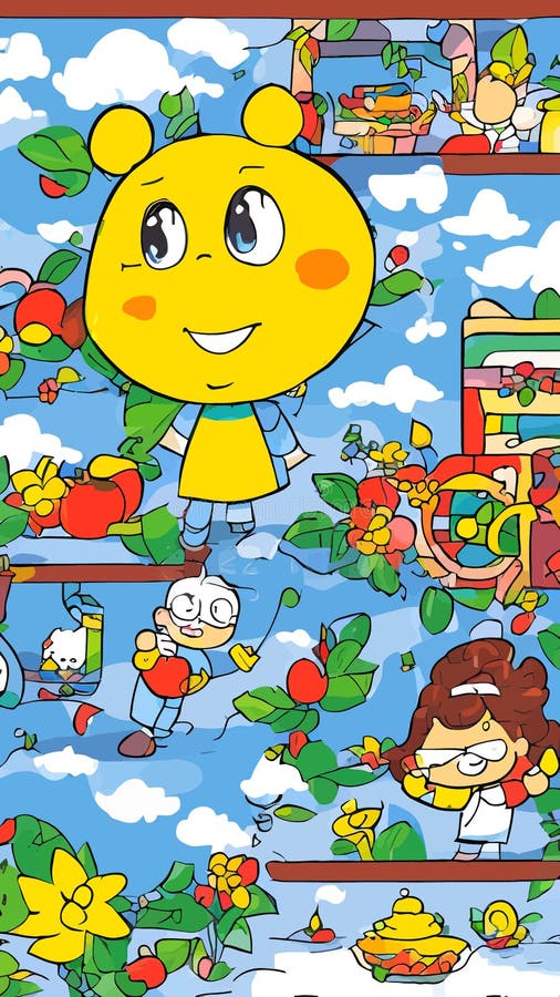 Cartoon Landscape Layout Design Inserts Cartoon Scene Design Green ...