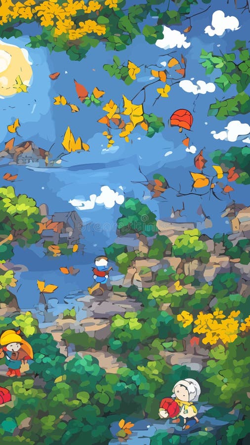 Cartoon Landscape Layout Design Inserts Cartoon Scene Design Green ...