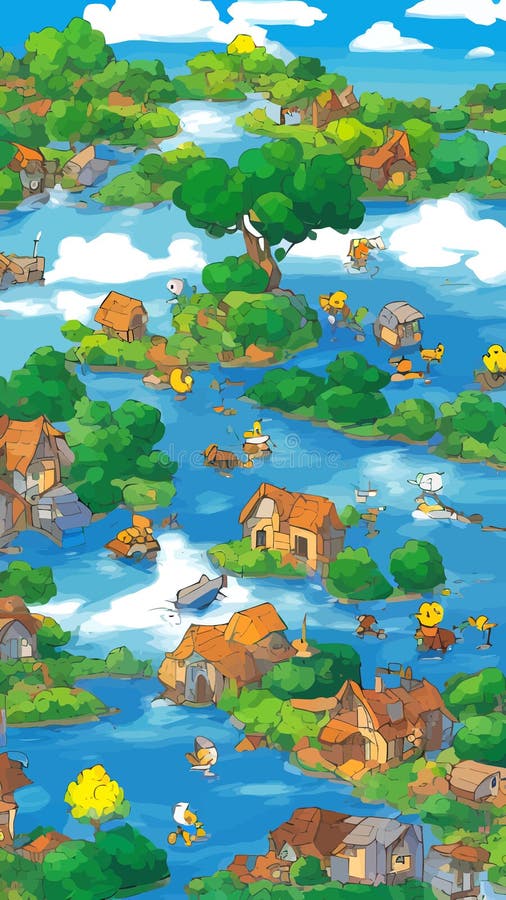 Cartoon Landscape Layout Design Inserts Cartoon Scene Design Green ...